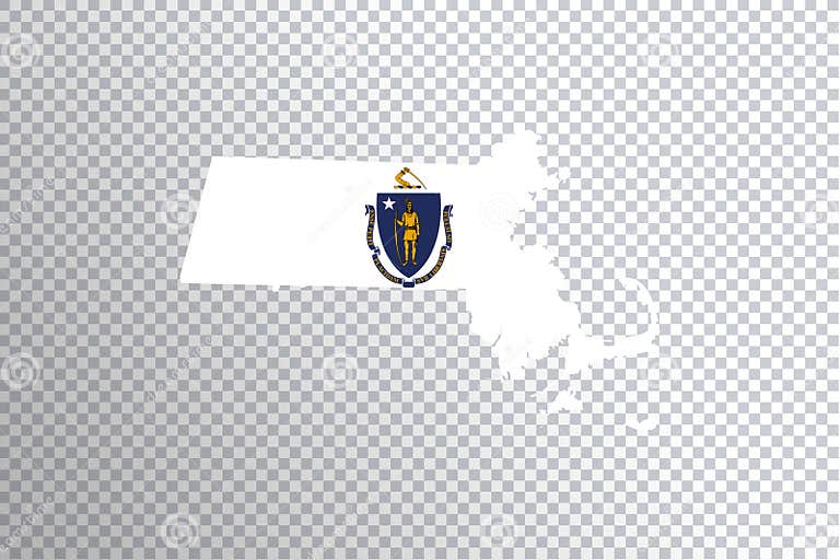 Massachusetts Flag on Map, Transparent Background Stock Illustration ...
