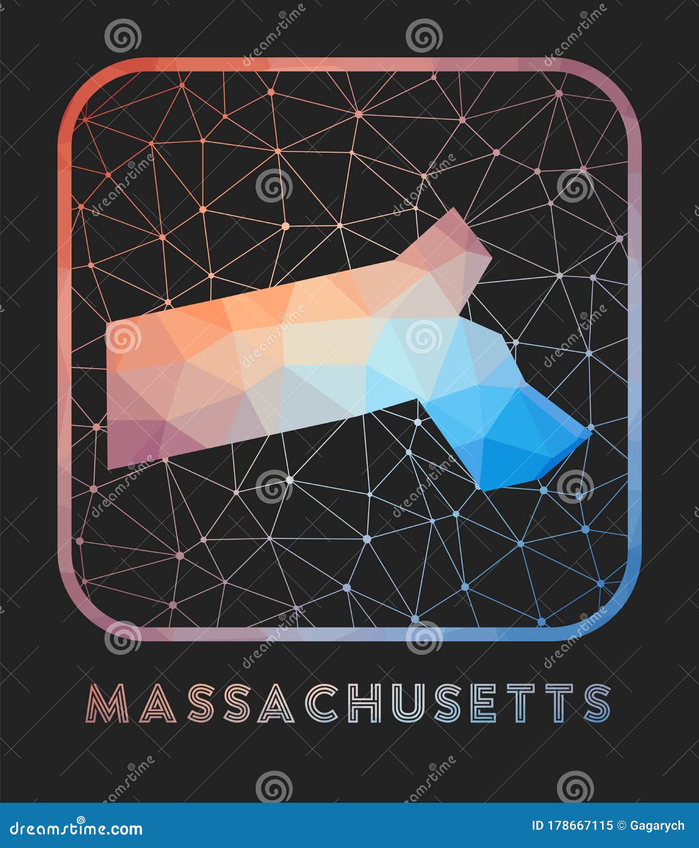 Massachusetts map design. stock vector. Illustration of poly - 178667115