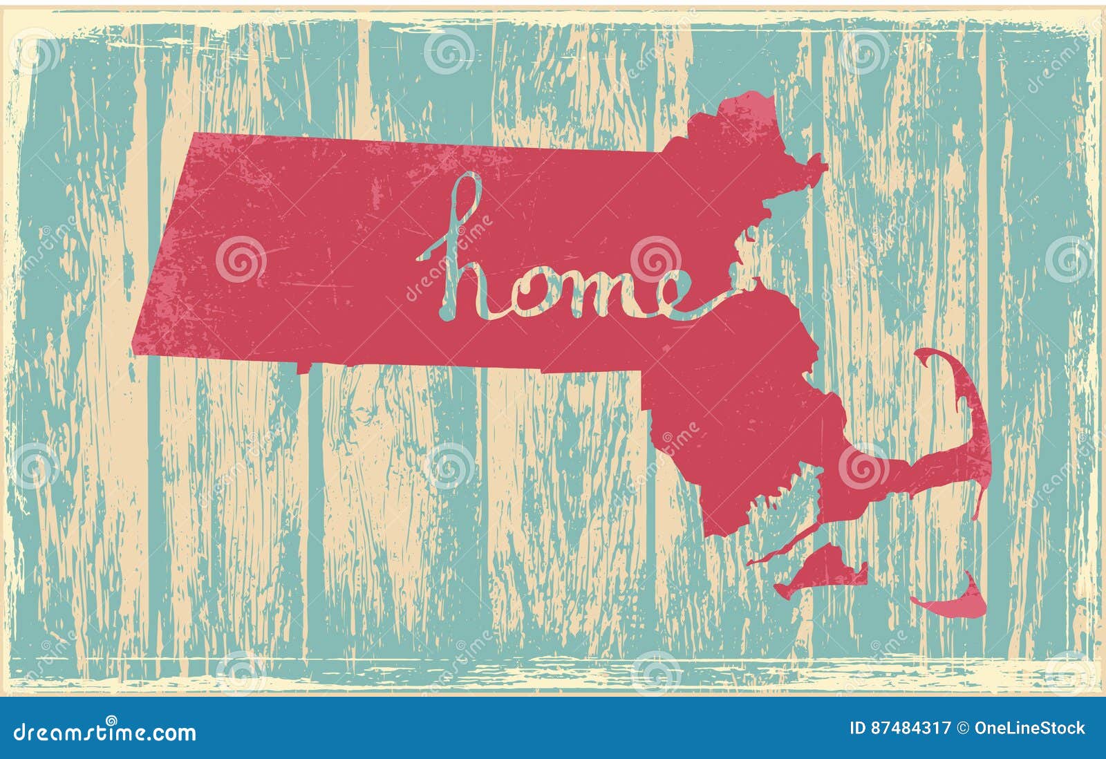 Massachusetts Nostalgic Rustic Vintage State Vector Sign Stock Vector ...