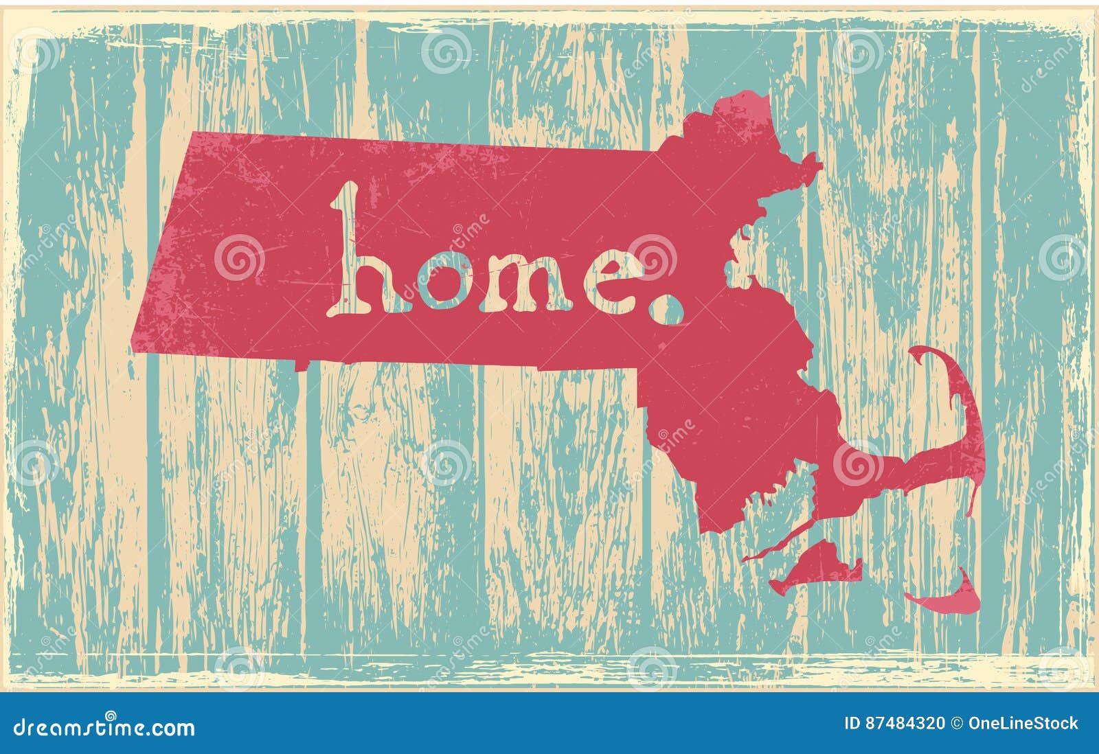 Massachusetts Nostalgic Rustic Vintage State Vector Sign Stock Vector ...