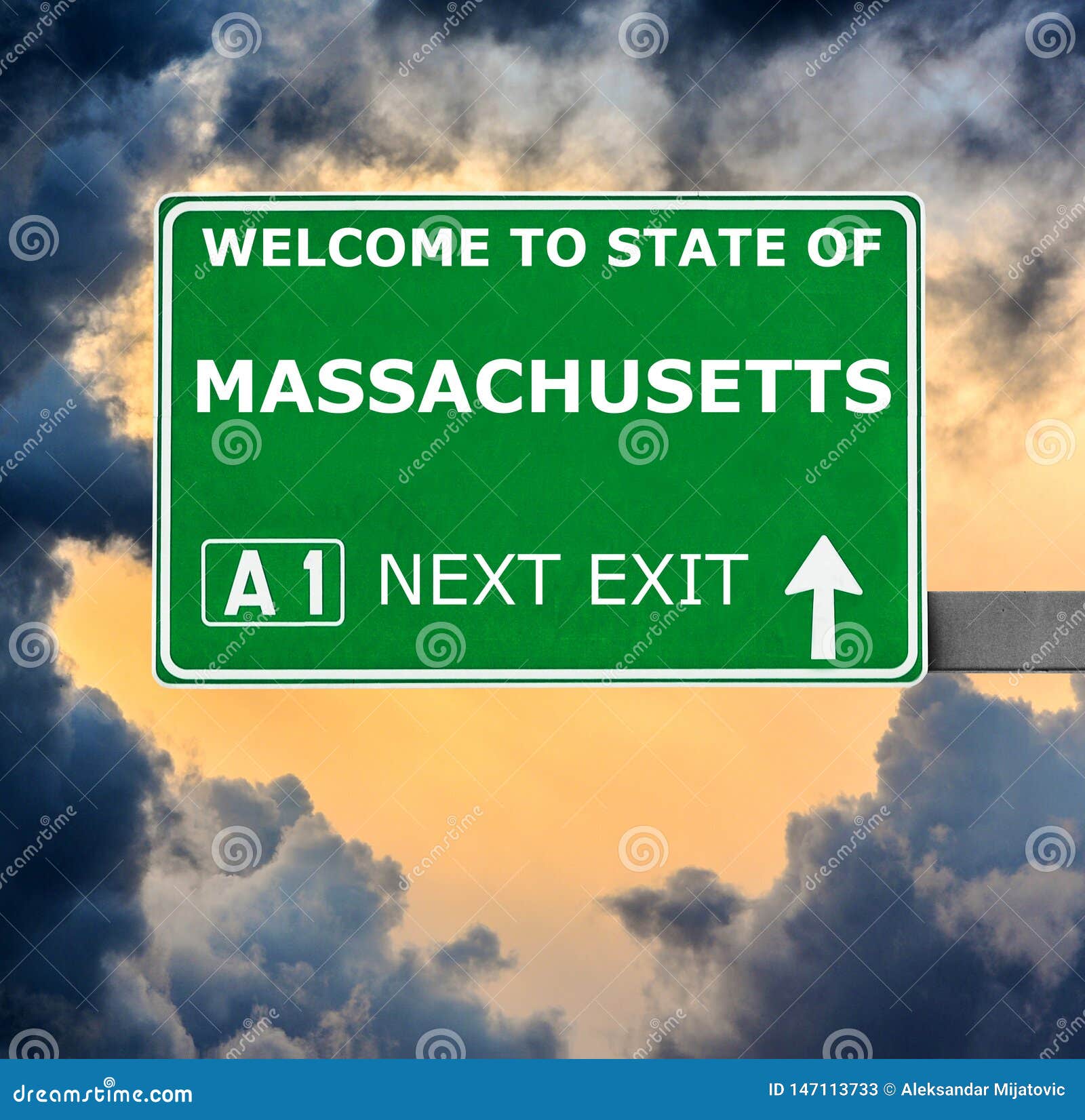 MASSACHUSETTS Road Sign Against Clear Blue Sky Stock Image - Image of ...