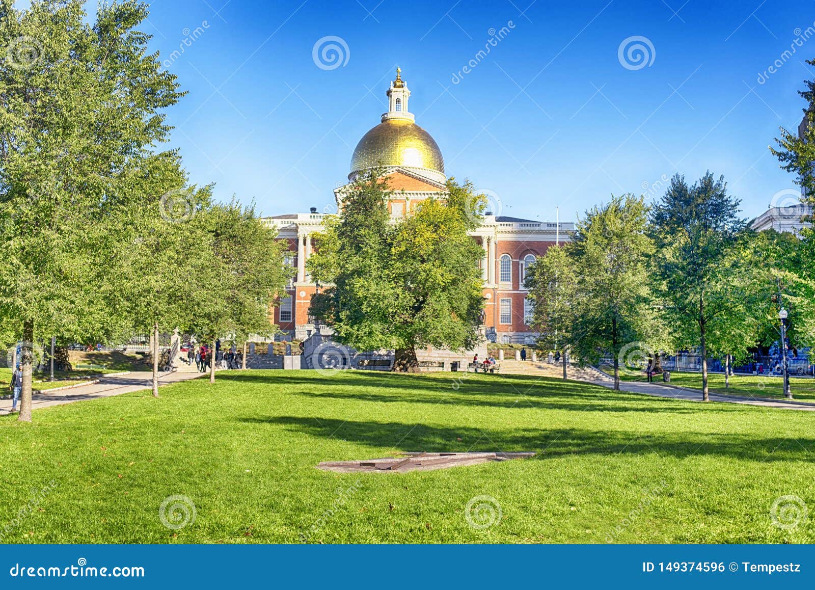 Massachusetts State House and Boston Commons Editorial Photo - Image of ...