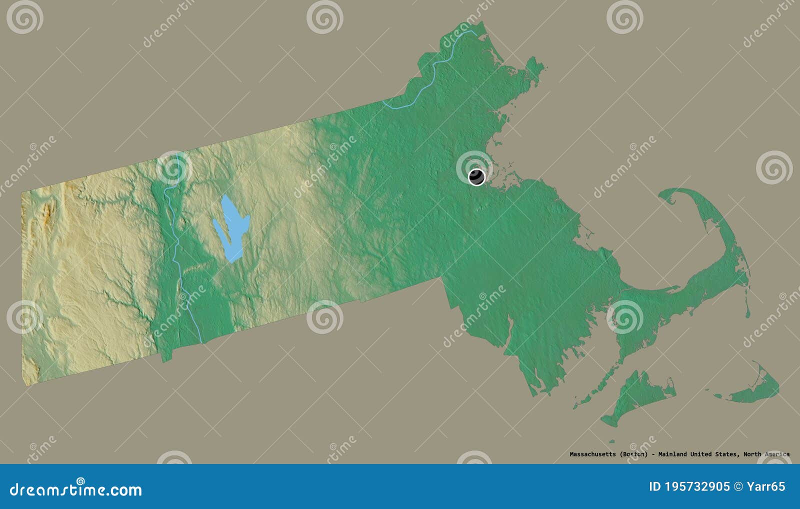 Massachusetts, State of Mainland United States, on Solid. Relief Stock ...