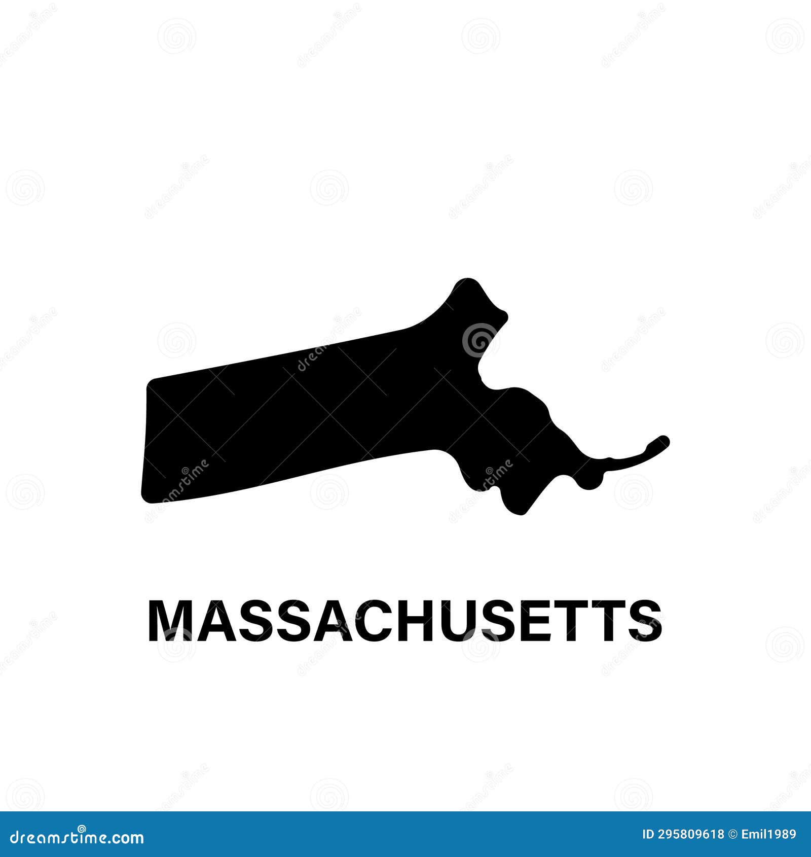 Massachusetts State Map Silhouette Icon Stock Illustration ...