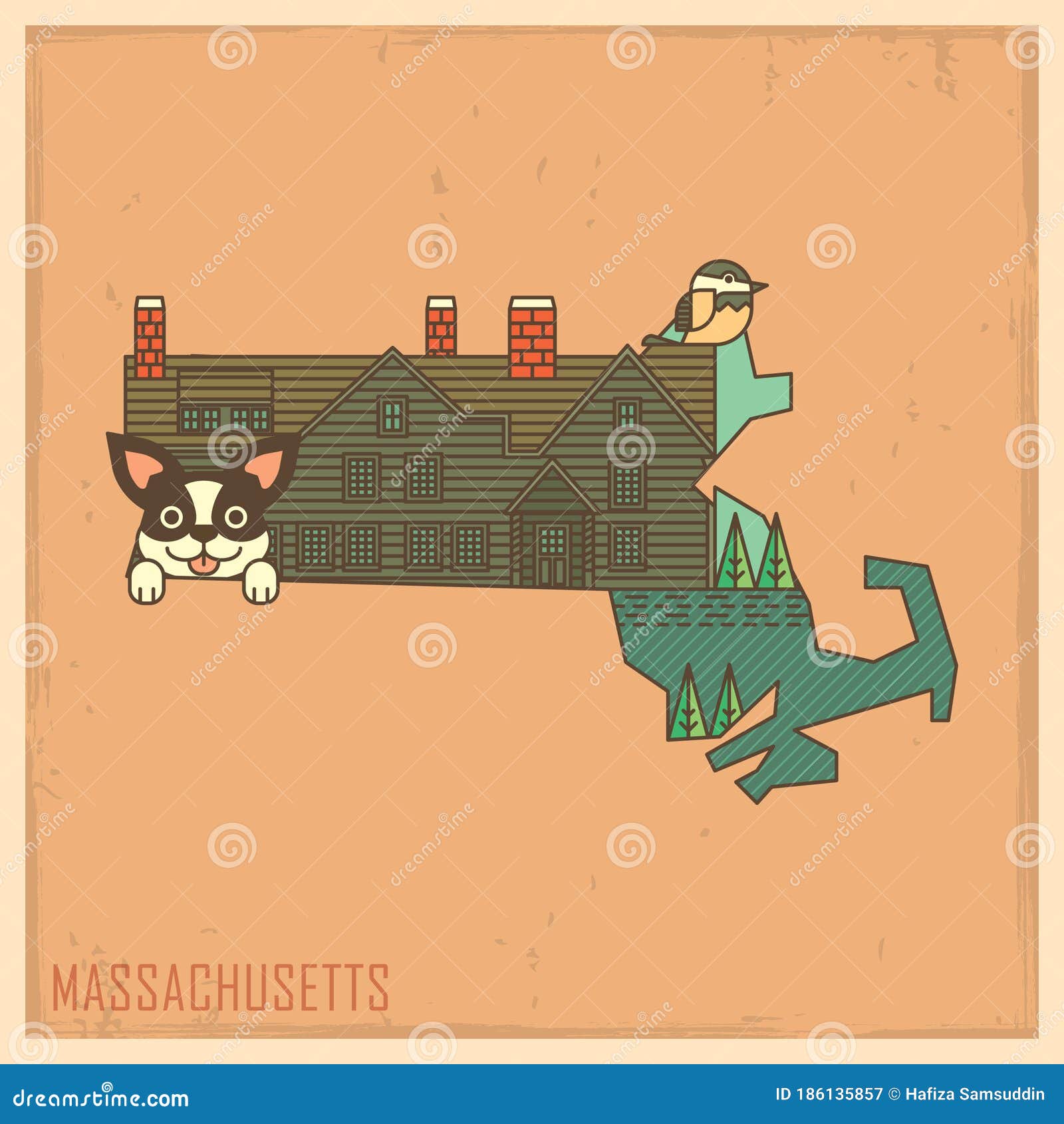 Massachusetts State Map. Vector Illustration Decorative Design Stock ...