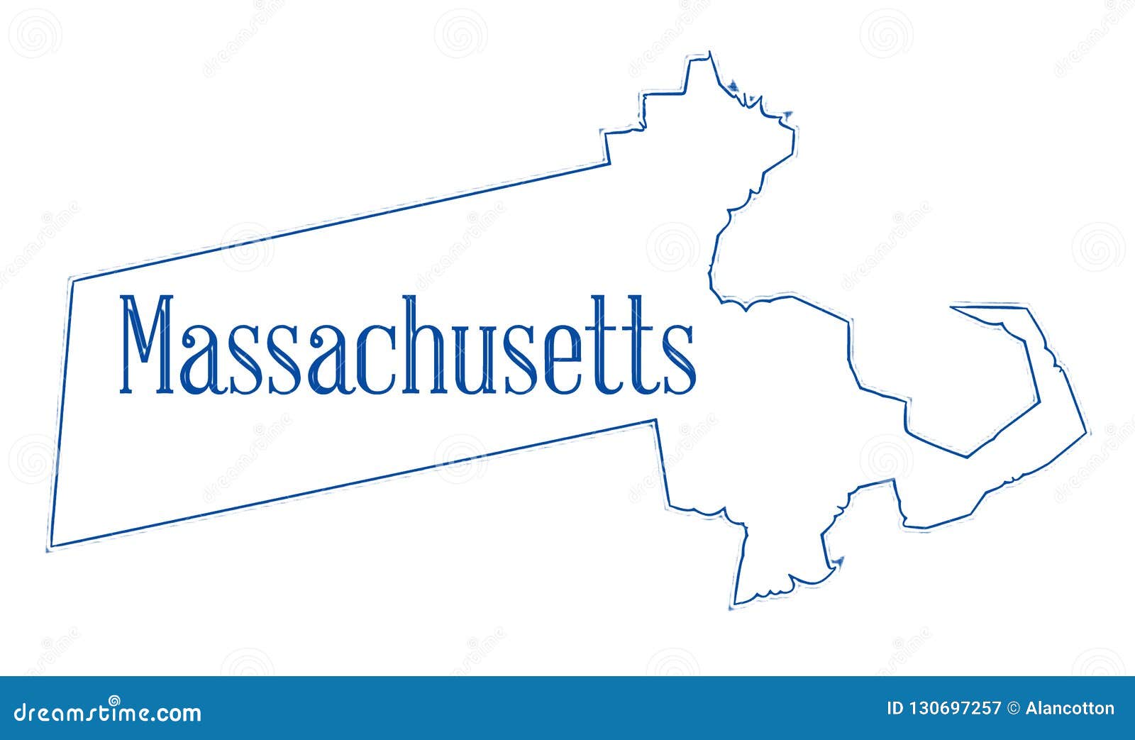 Massachusetts State Outline Map Stock Illustration - Illustration of ...