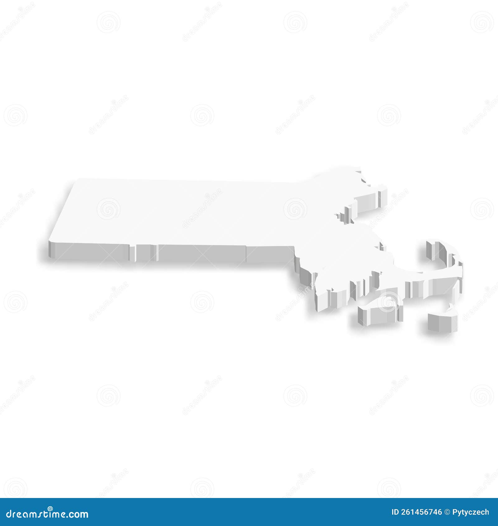 Massachusetts US State 3D Vector Map Stock Vector - Illustration of ...
