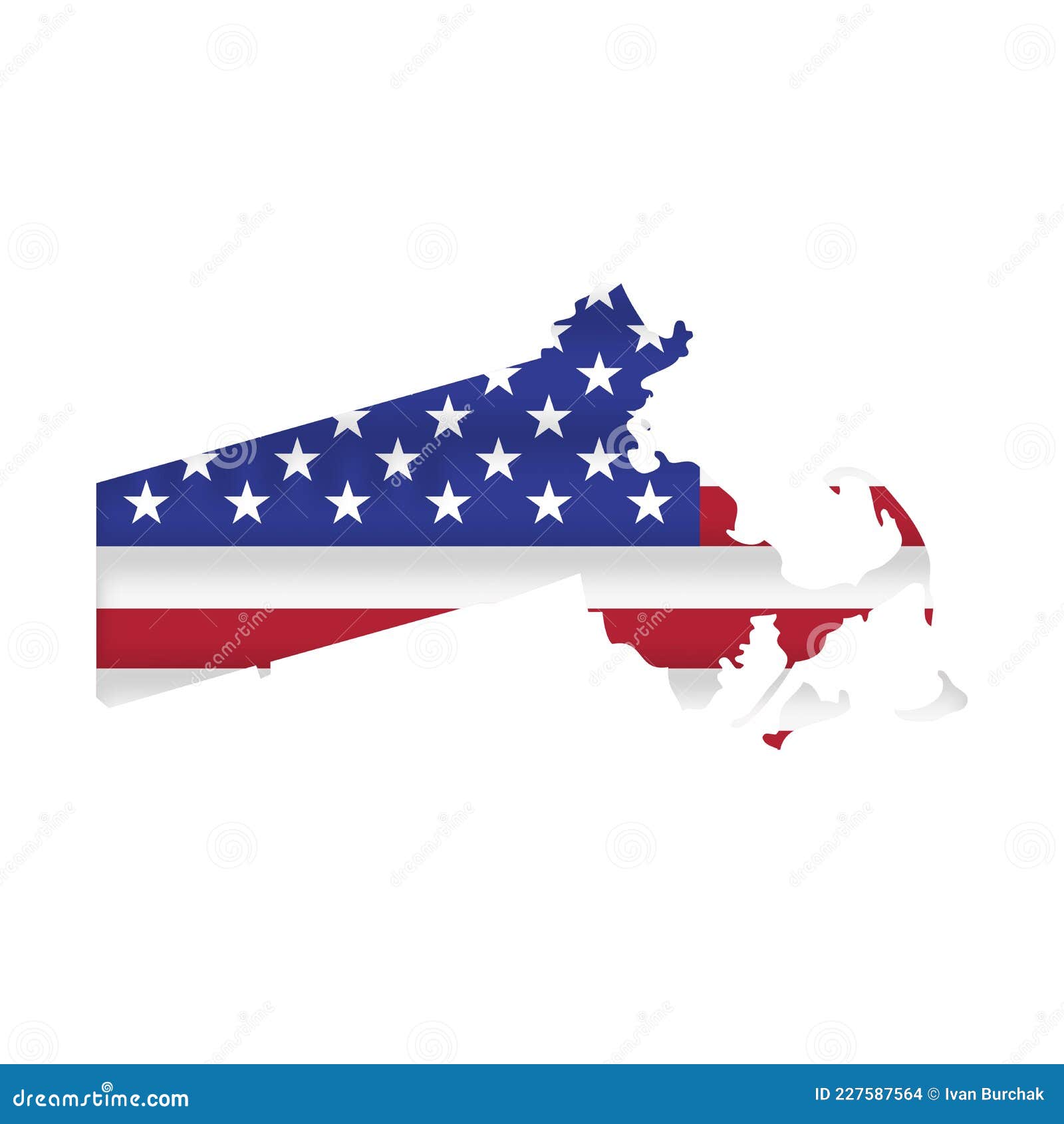 Massachusetts US State Flag Map Vector Isolated Stock Vector ...
