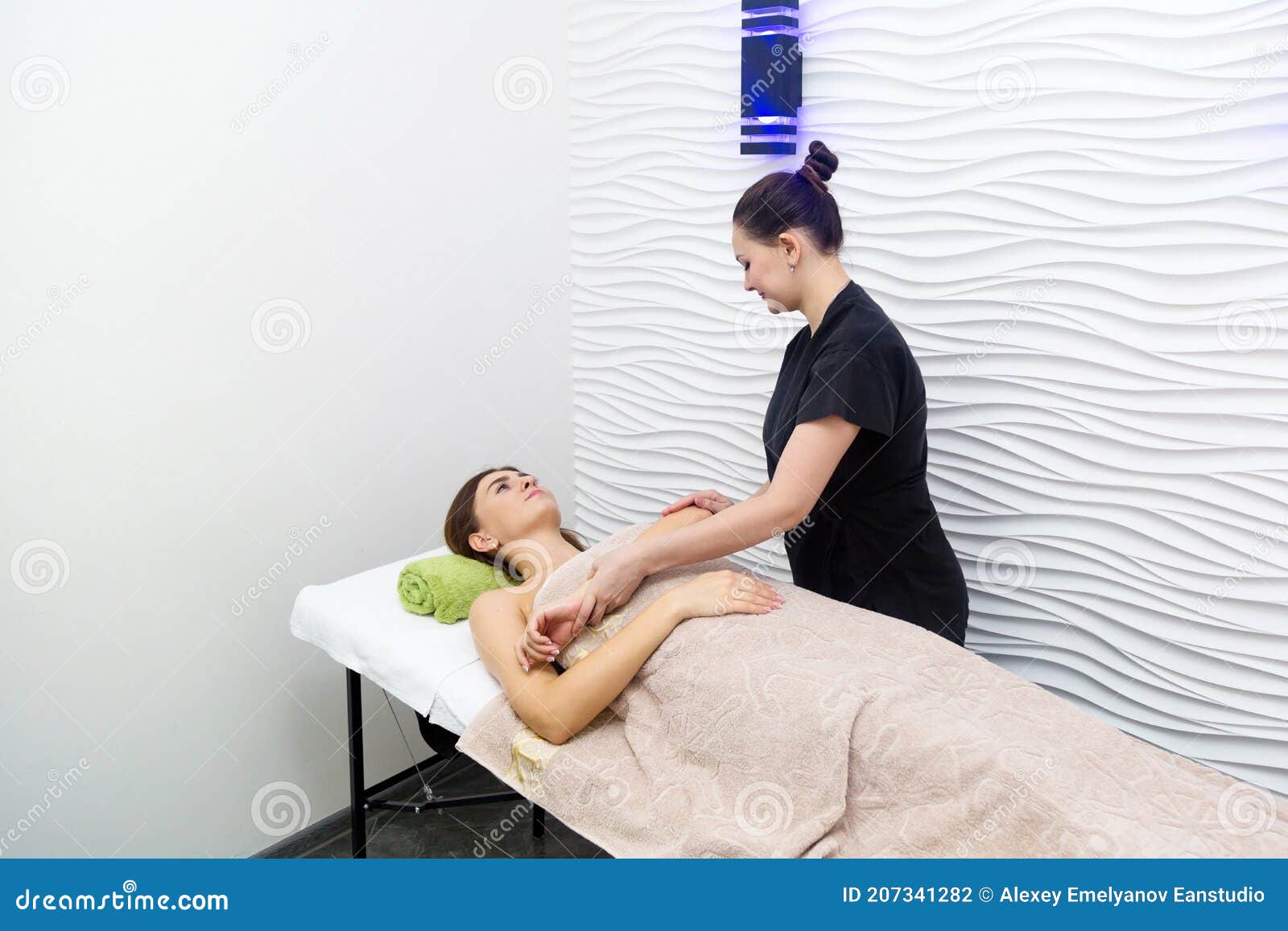 Massage Session in Beauty Salon, Forearm and Shoulder Massage Stock ...
