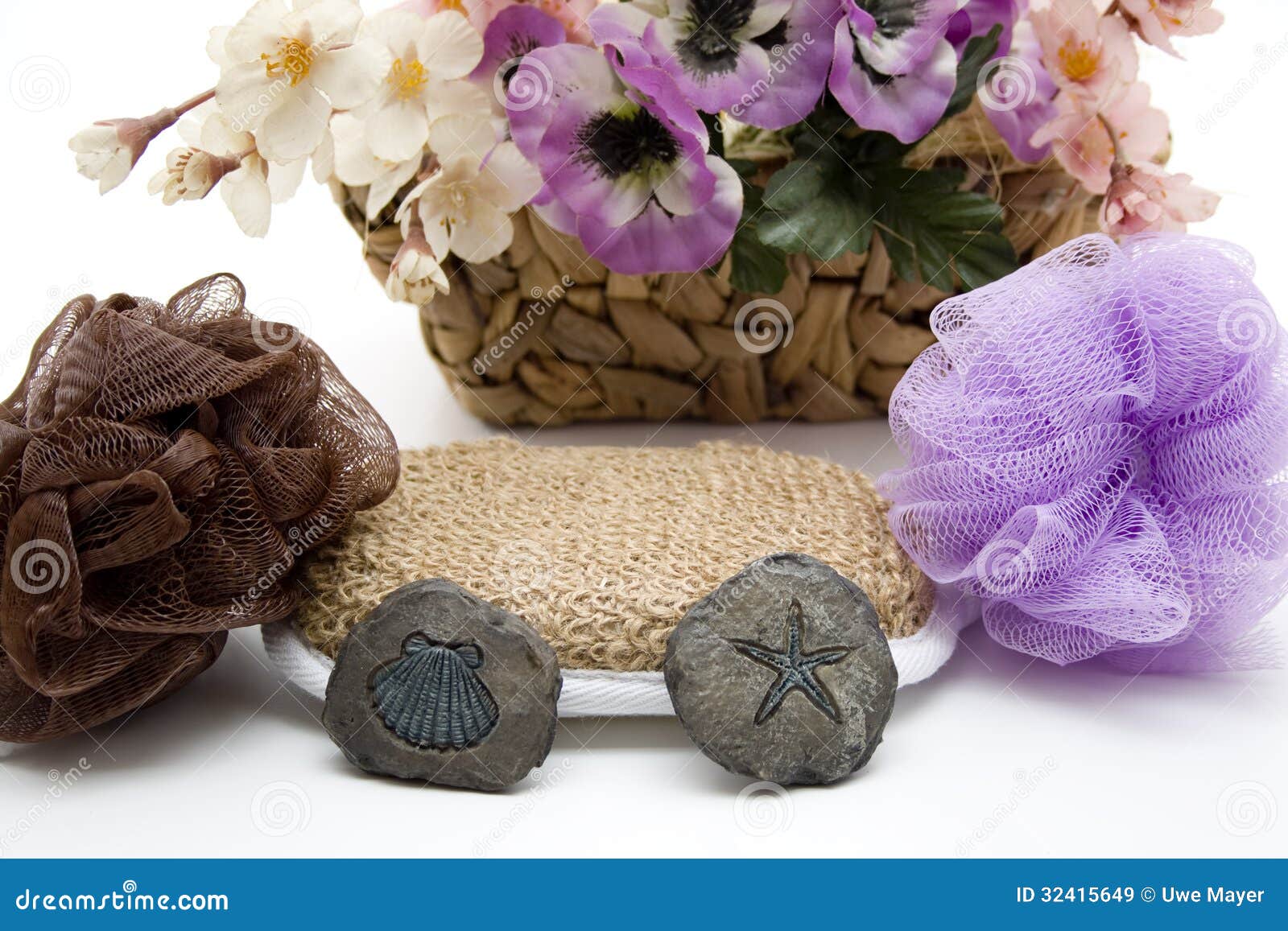 Massage sponge with stones stock image. Image of decoration - 32415649