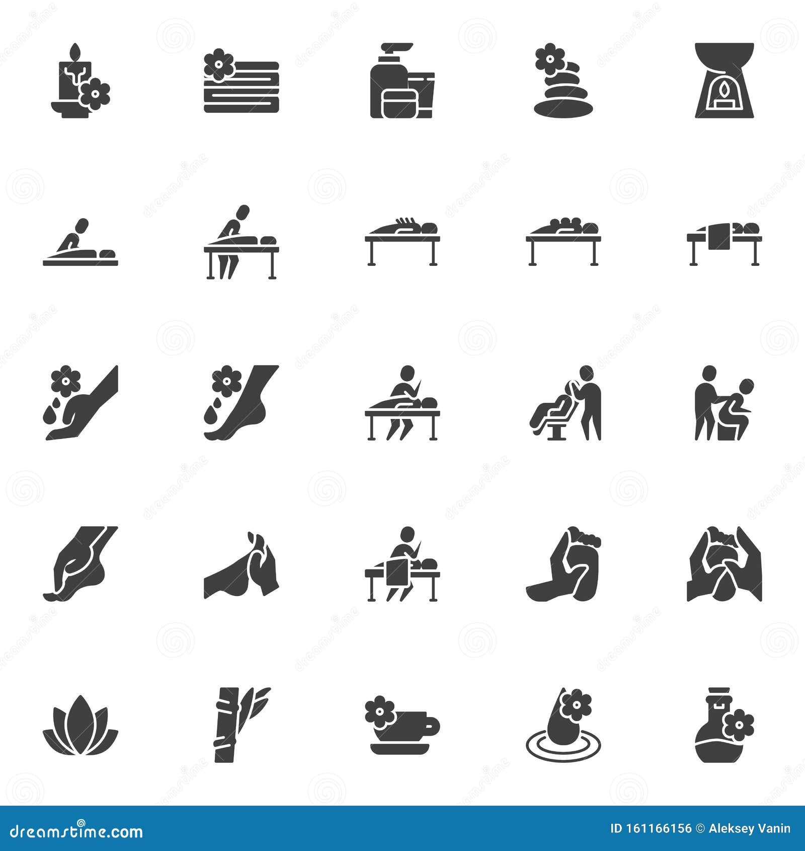 Massage Therapy Vector Icons Set Stock Vector Illustration Of Flower Graphics 161166156