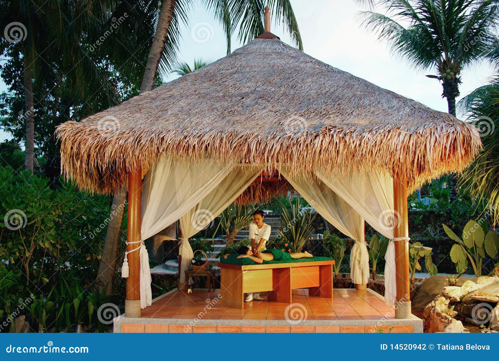 Massage in tropical spa. stock photo. Image of fashion - 14520942