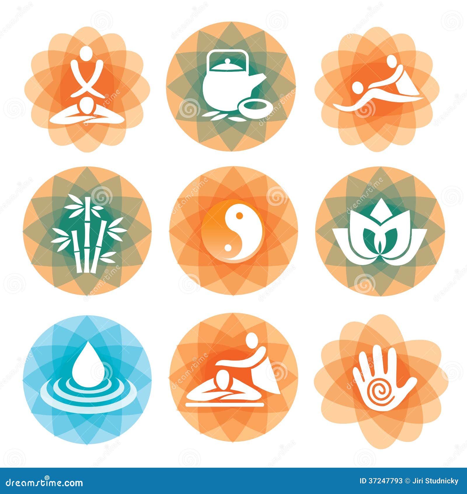 Massageyoga Spa Pictogrammen Vector Illustratie - Illustration of huid ...