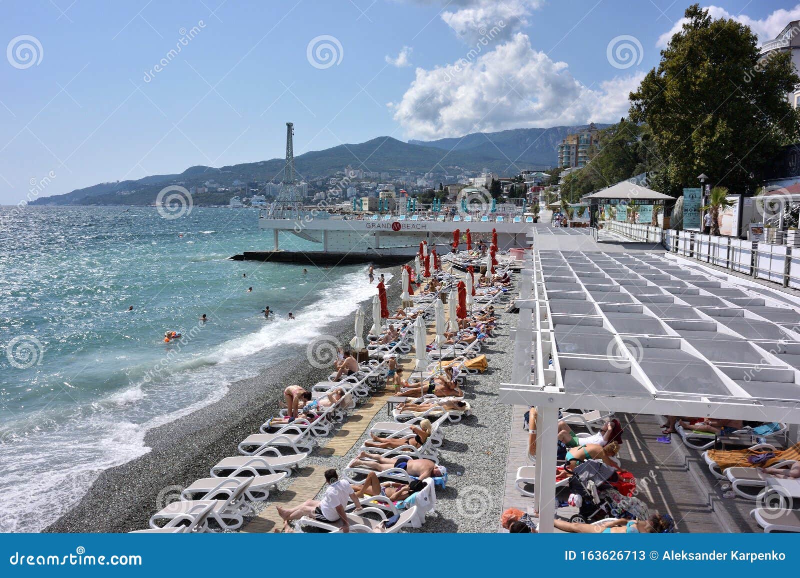 Massandra beach of Yalta editorial stock photo. Image of child - 163626713