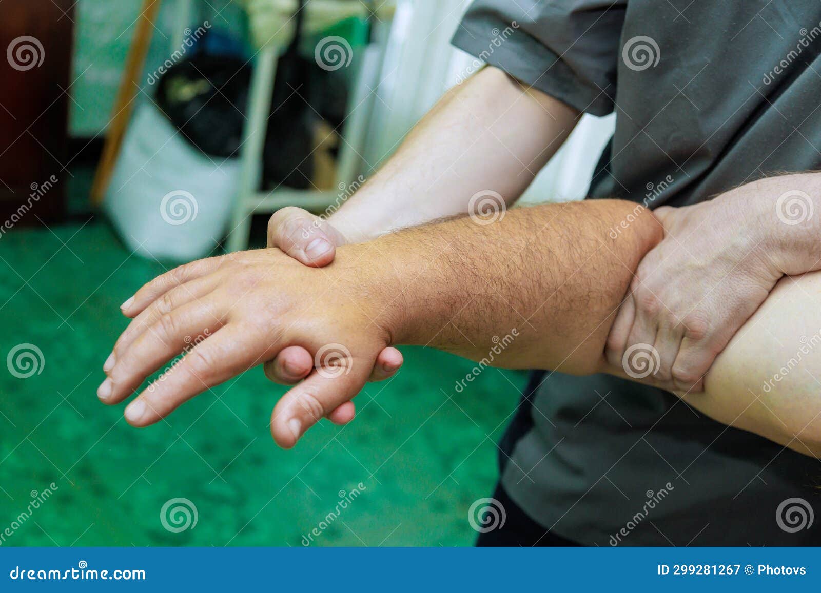 Masseuse Makes Hand Massages for a Man Using Traditional Hand Massage ...