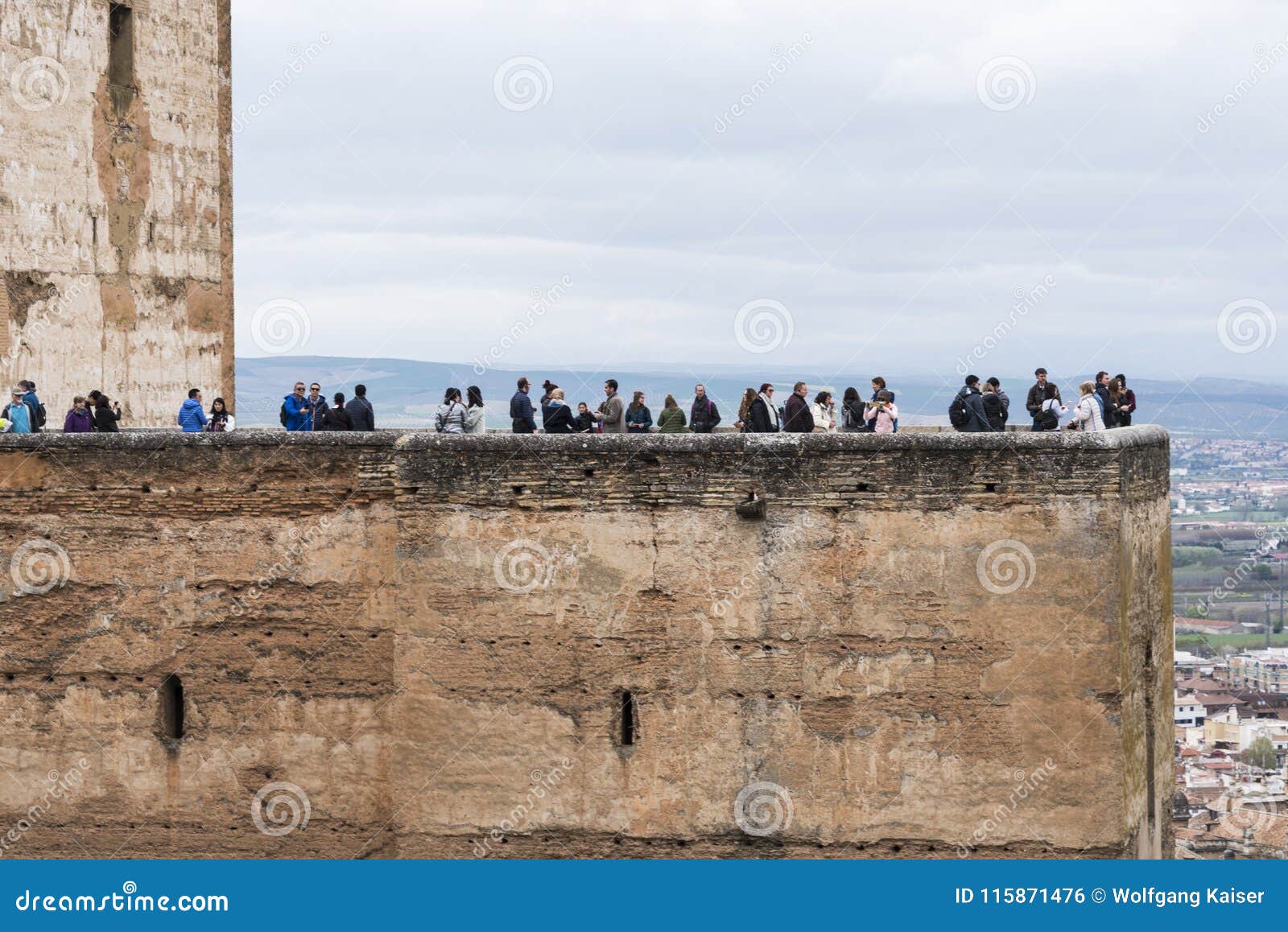 Massive Alhambra Tower with Visitors Editorial Photo - Image of ...