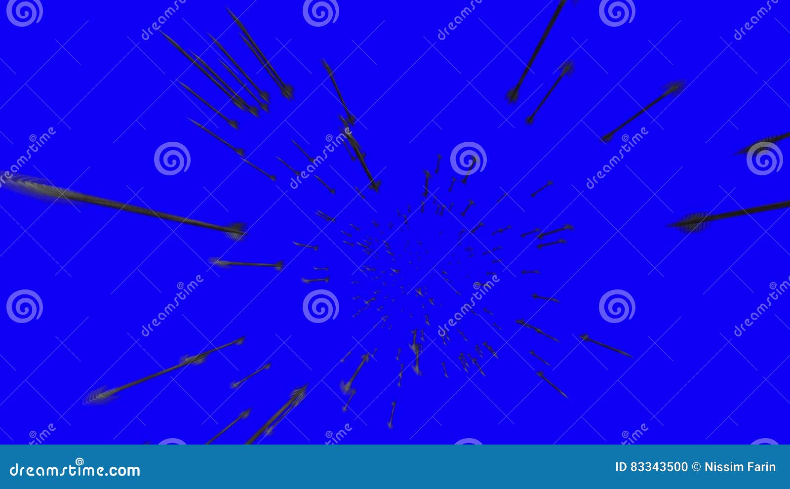 Massive Amount of Arrows Flying To Camera on a Blue Screen Stock ...