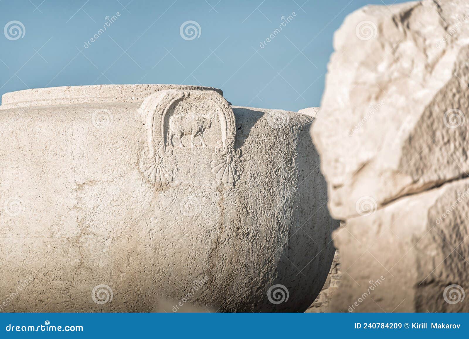 Massive Ancient Stone Vase at Amathus Archaeological Site. Limassol ...