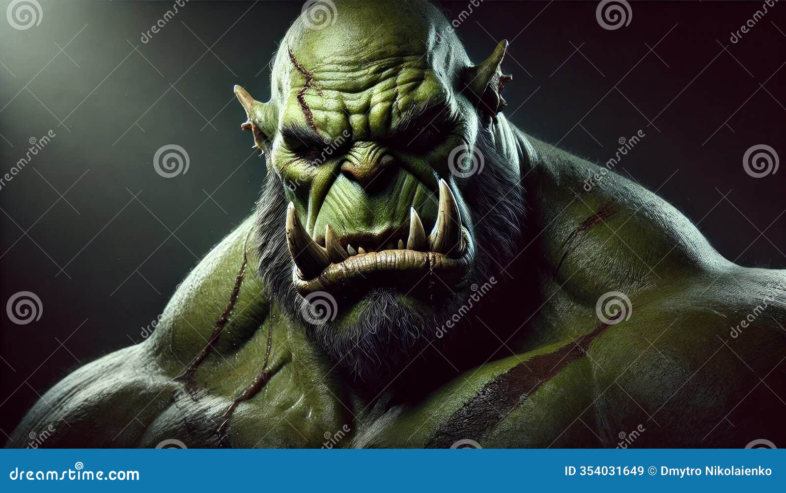Massive Angry Orc Portrait with Dramatic Lighting and Fierce Expression ...
