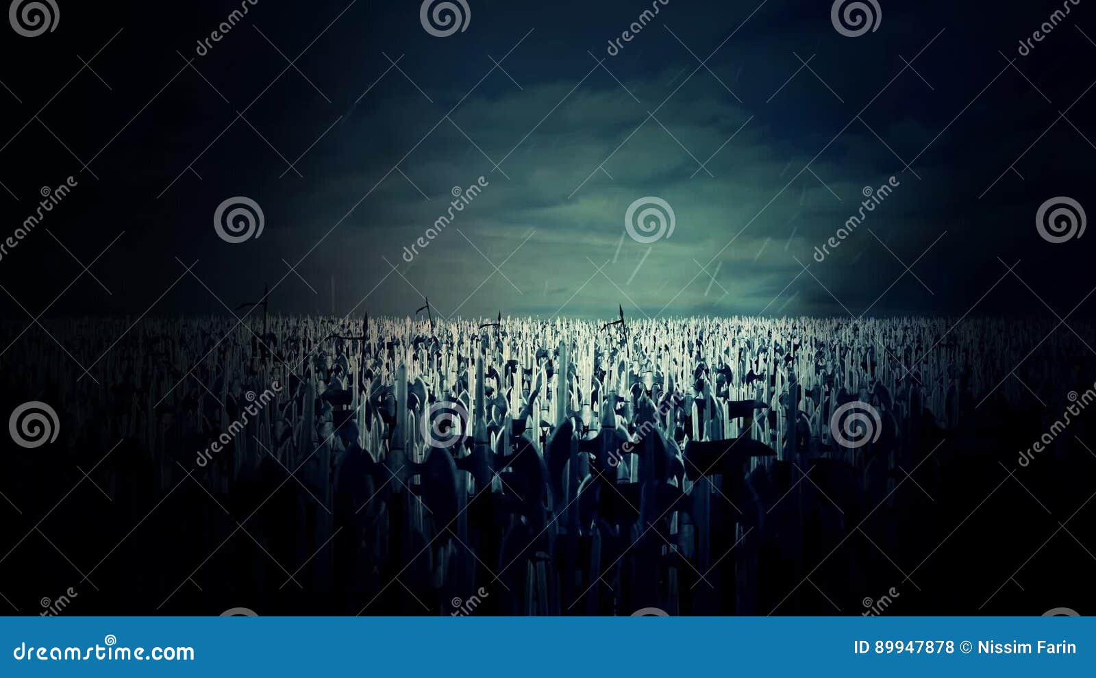 A Massive Army Crowd of Medieval Warriors Preparing for War by Cheering ...