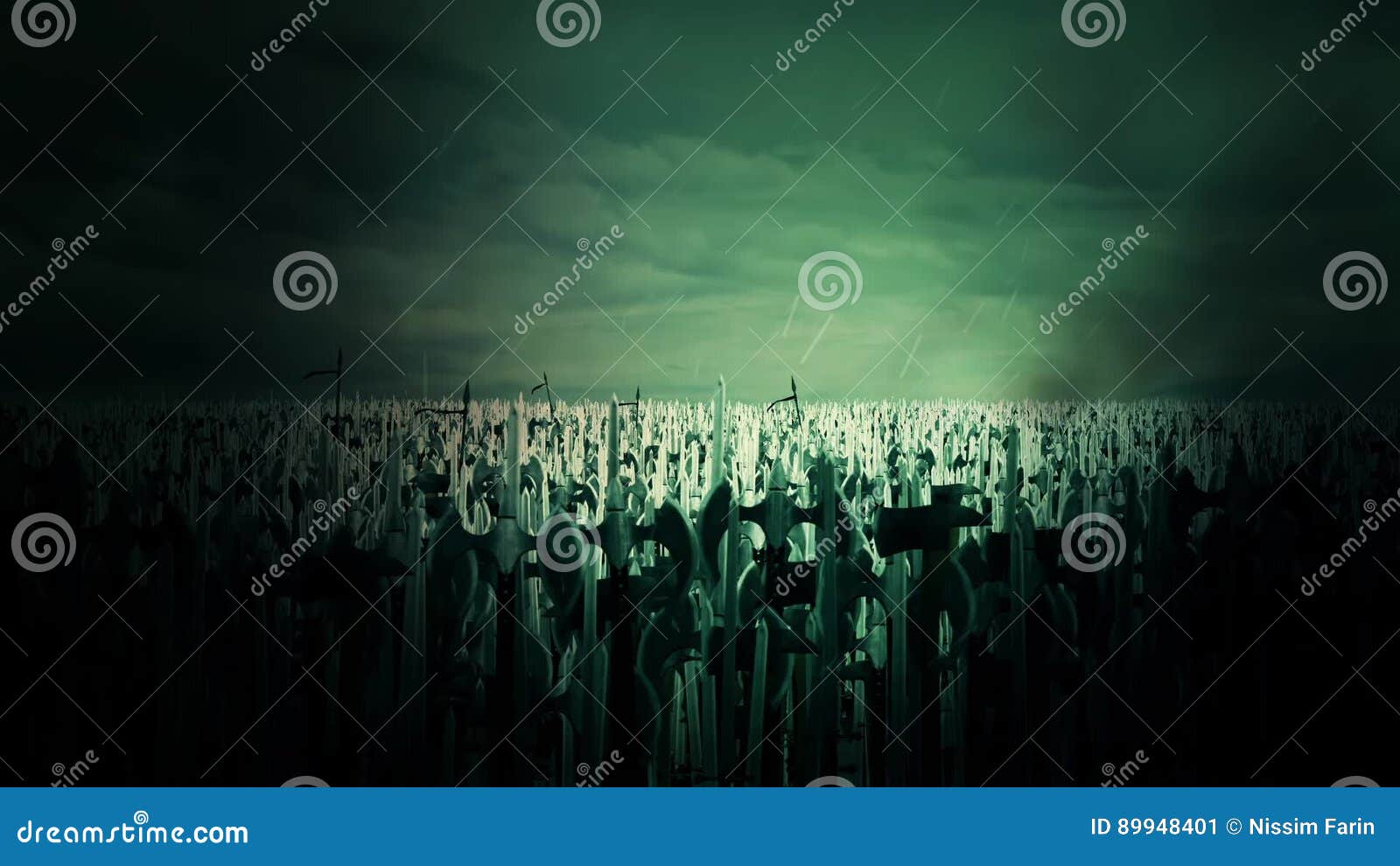 A Massive Army Crowd of Medieval Warriors Preparing for War by Cheering ...