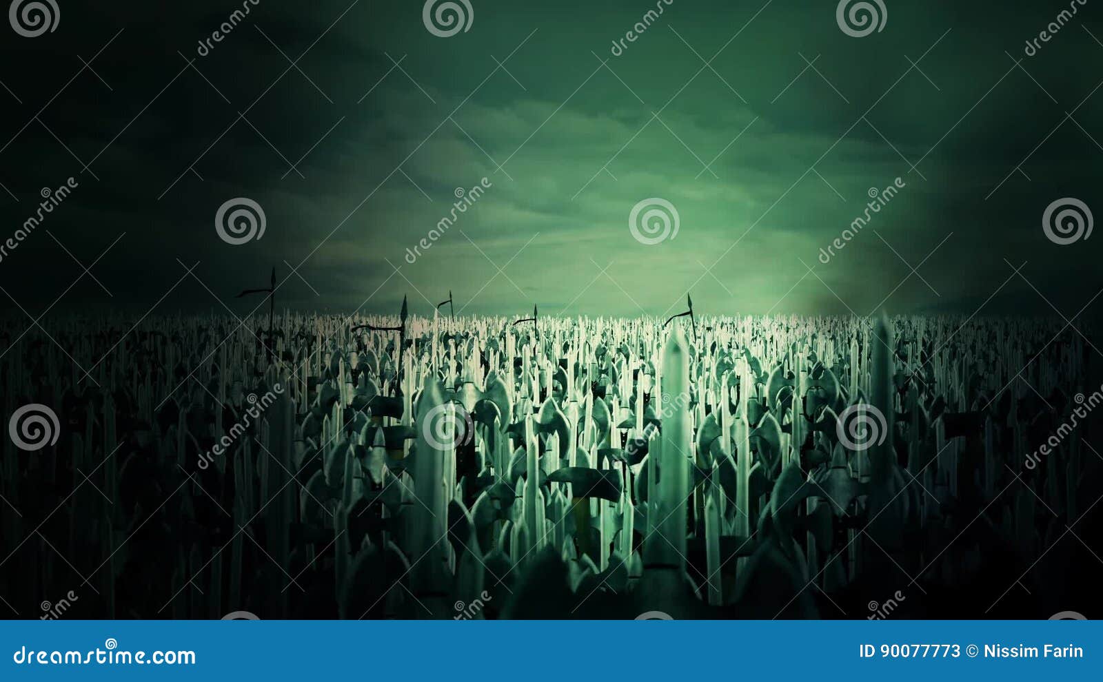 A Massive Army Crowd of Medieval Warriors Preparing for War by Cheering ...