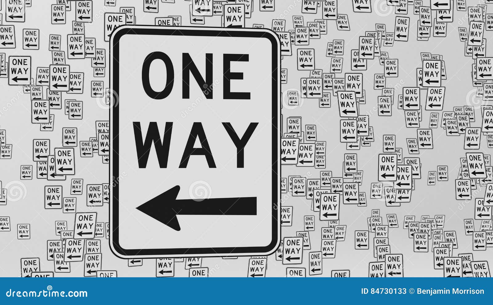 Massive Array of Left Pointing One Way Traffic Signs Floating in Space ...