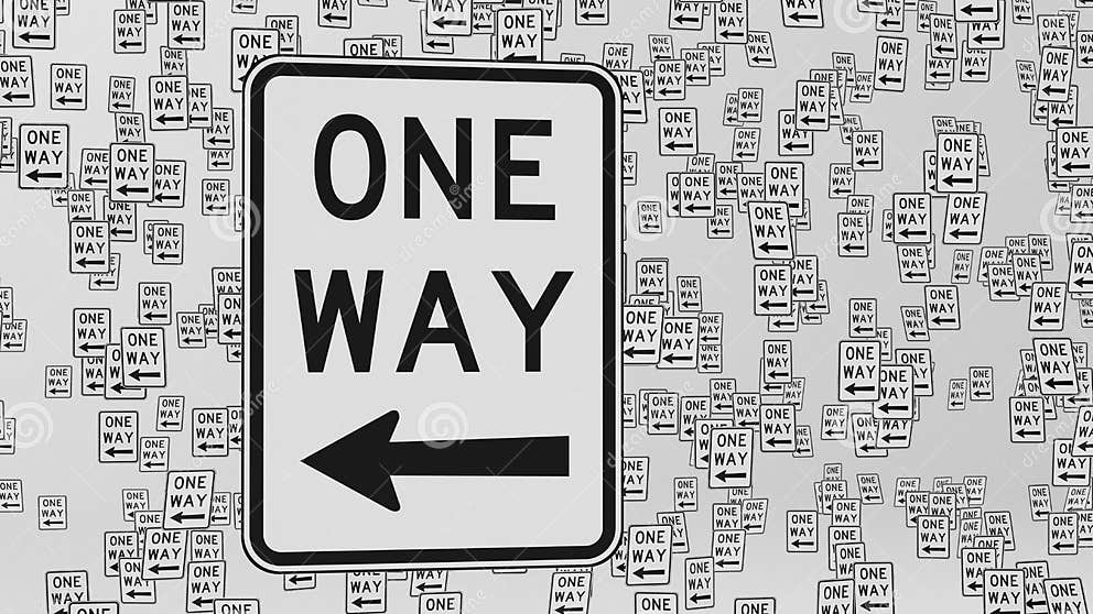 Massive Array of Left Pointing One Way Traffic Signs Floating in Space ...