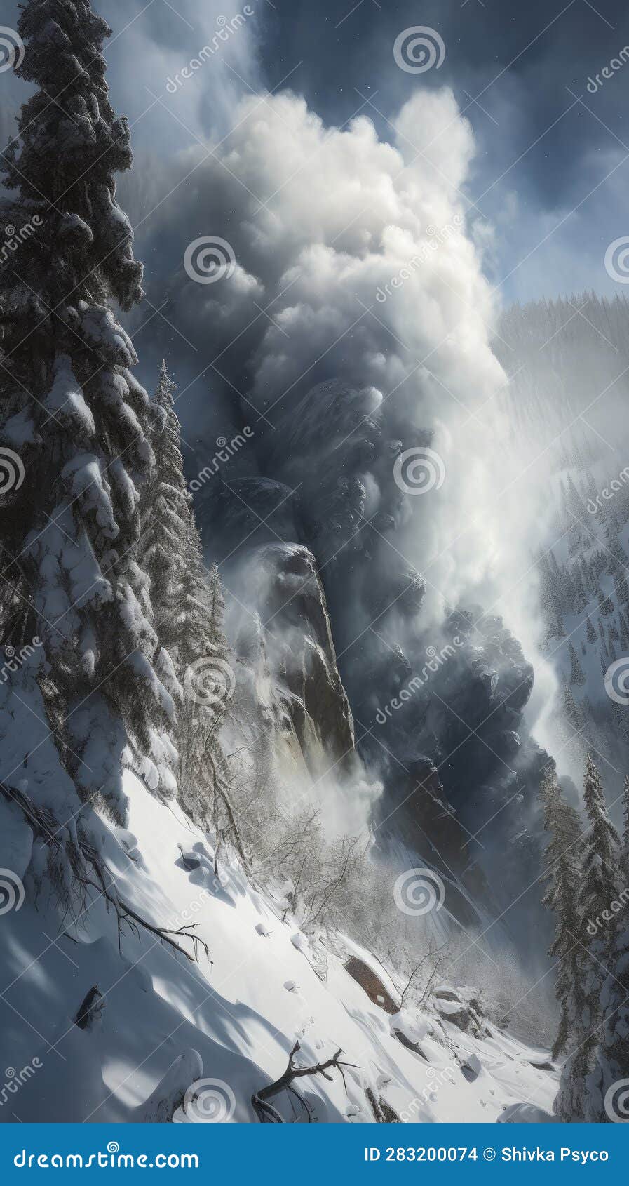 A Massive Avalanche Rolling Down the Mountain Photograph Stock ...