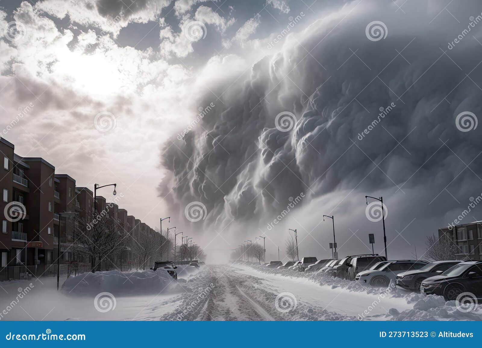 Massive Blizzard, with Clouds and Snow Visible in the Sky Stock ...