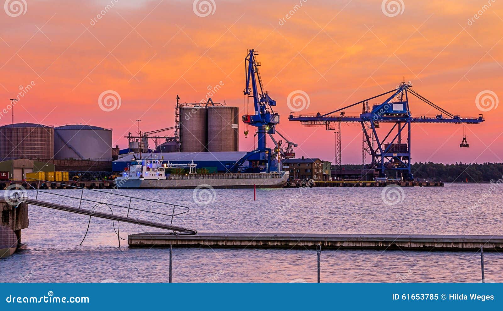 Massive Blue Cranes during Sunset Stock Image - Image of machine ...