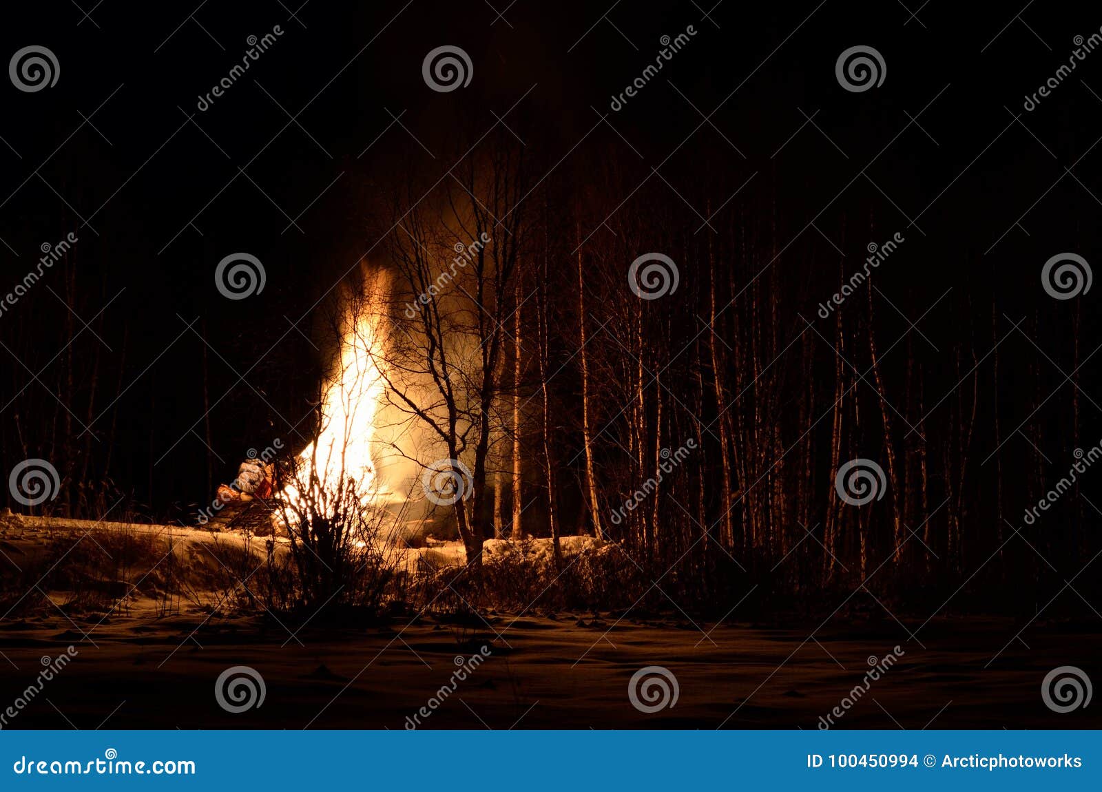 Massive bonfire in winter stock photo. Image of burn - 100450994