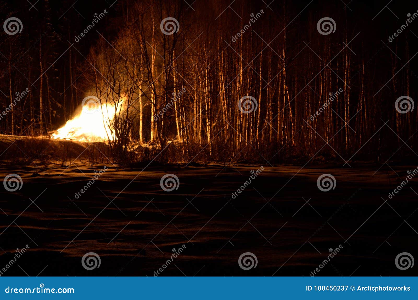 Massive Bonfire in Winter Night Stock Image - Image of burnt, bright ...