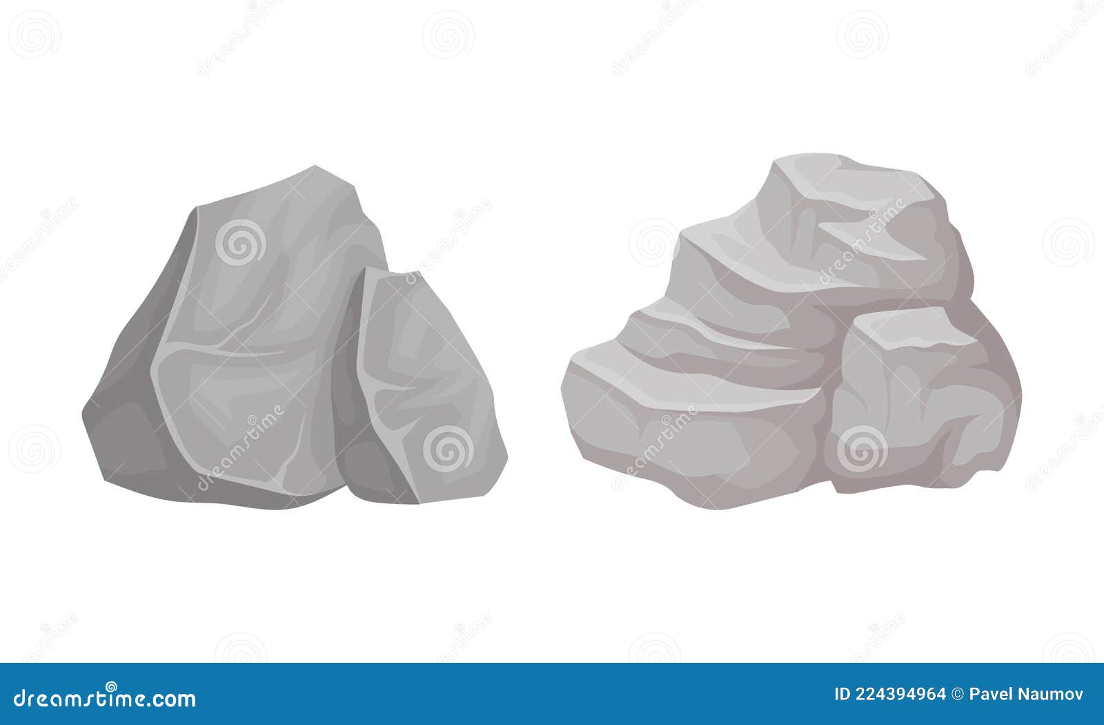 Massive Boulder and Cobble As Rock Fragment Vector Set Stock Vector ...