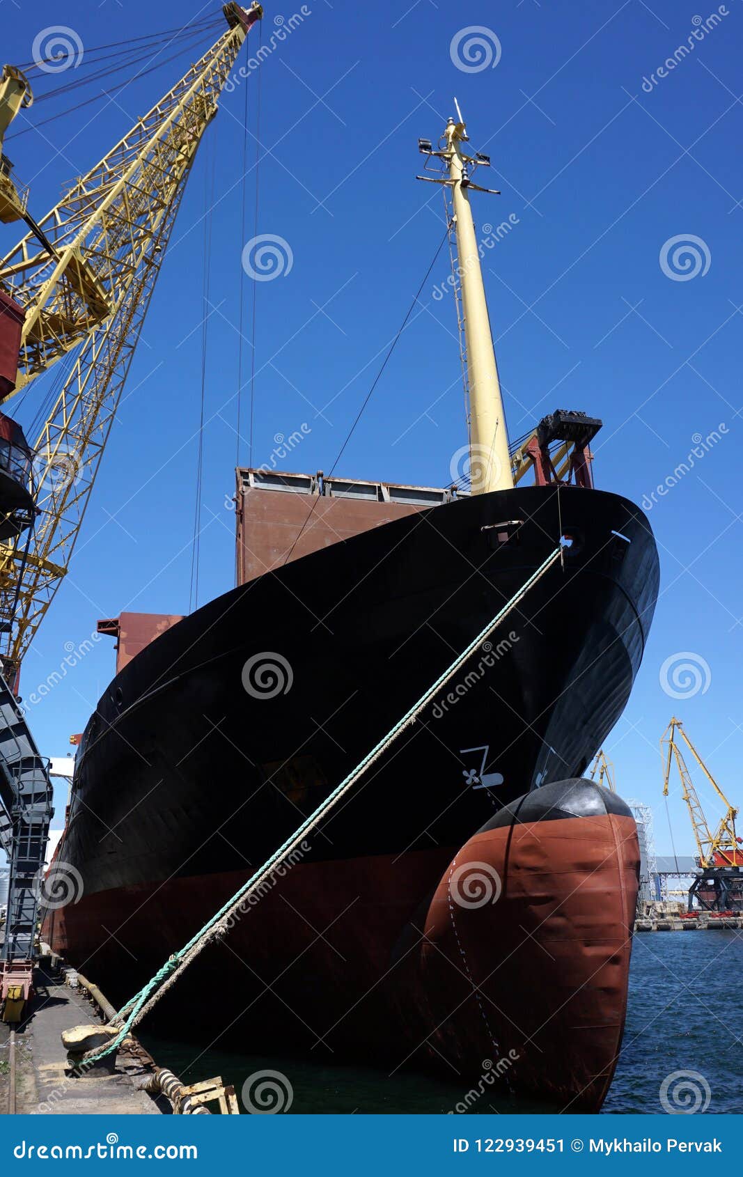 The Massive Bow of a Large Ship, with the Radar Dome Above the Surface ...