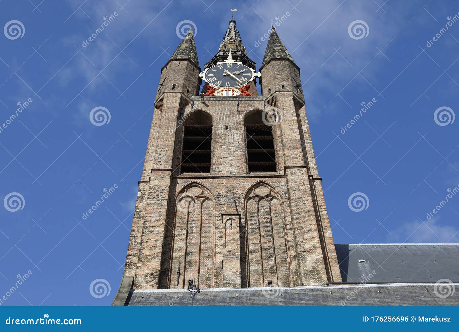 Massive Brick Tower in Delft Editorial Photo - Image of cityscape ...