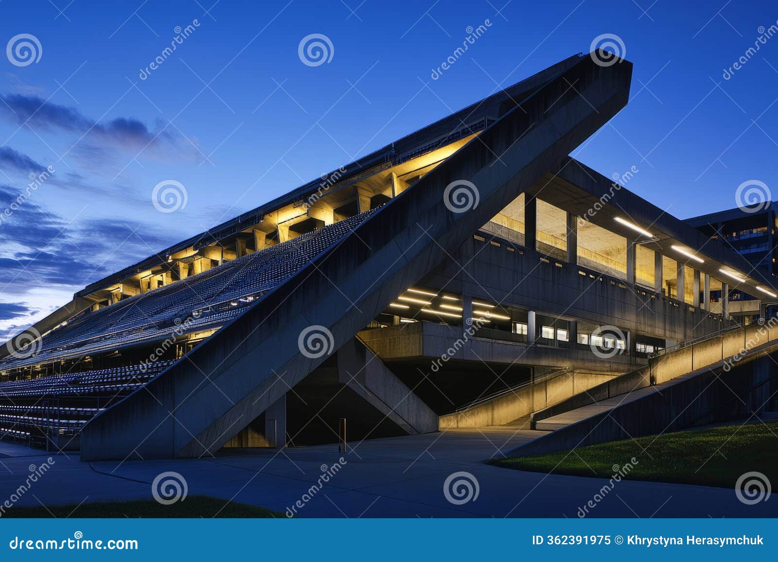 A Massive Brutalist Sports Stadium with Angular, Raw Concrete ...