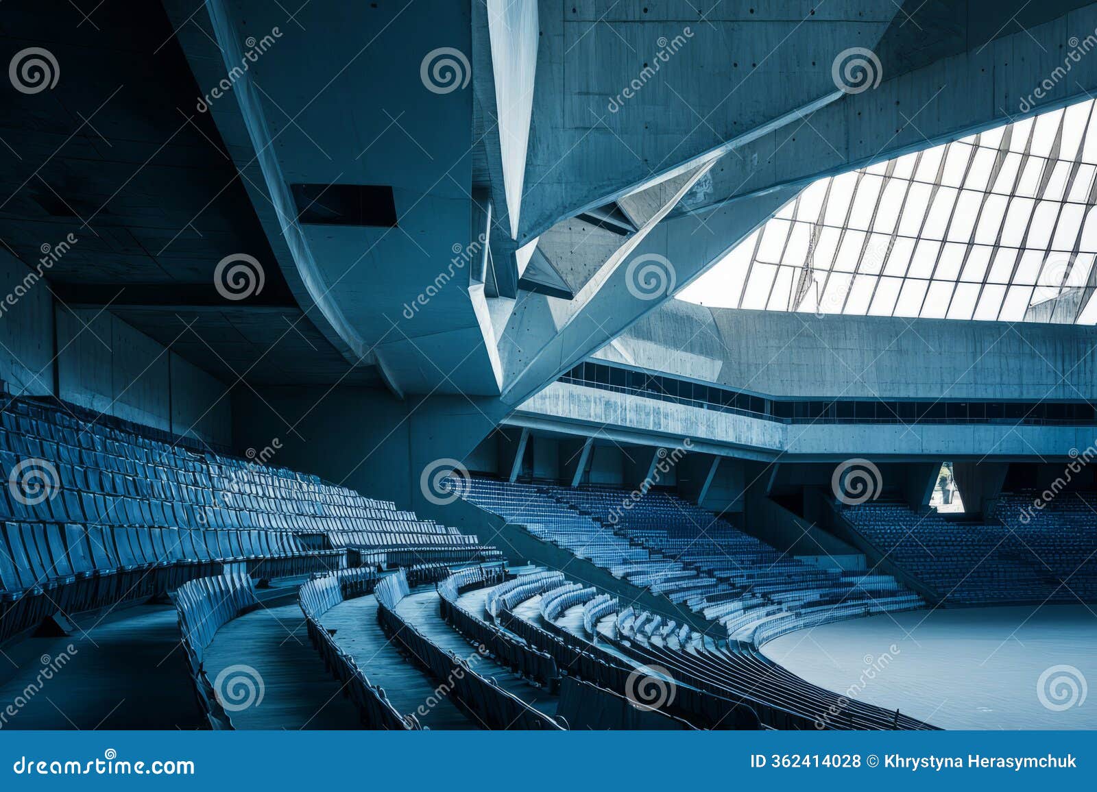 A Massive Brutalist Sports Stadium with Angular, Raw Concrete ...