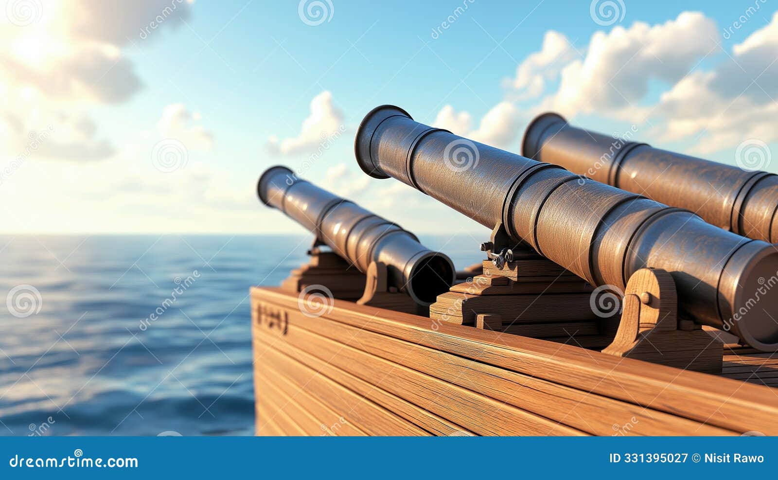 Massive Cannons Mounted on a Battleship, Ready To Fire, 3D Illustration ...