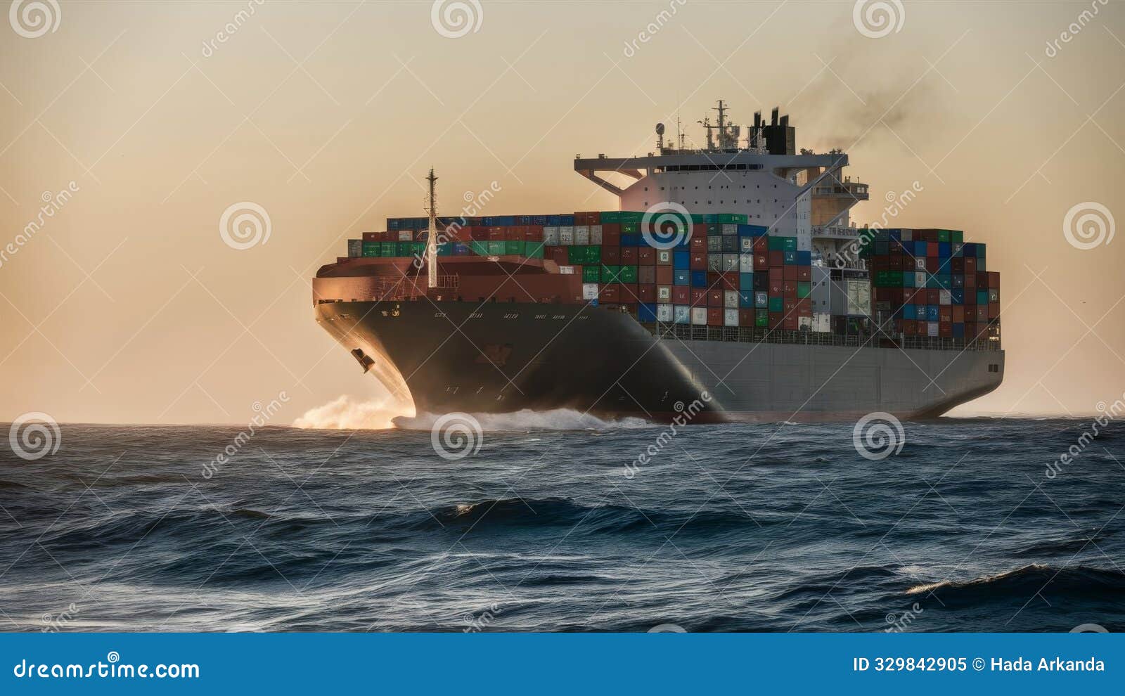 Massive Cargo Ship Loaded with Containers Moving through the Ocean ...