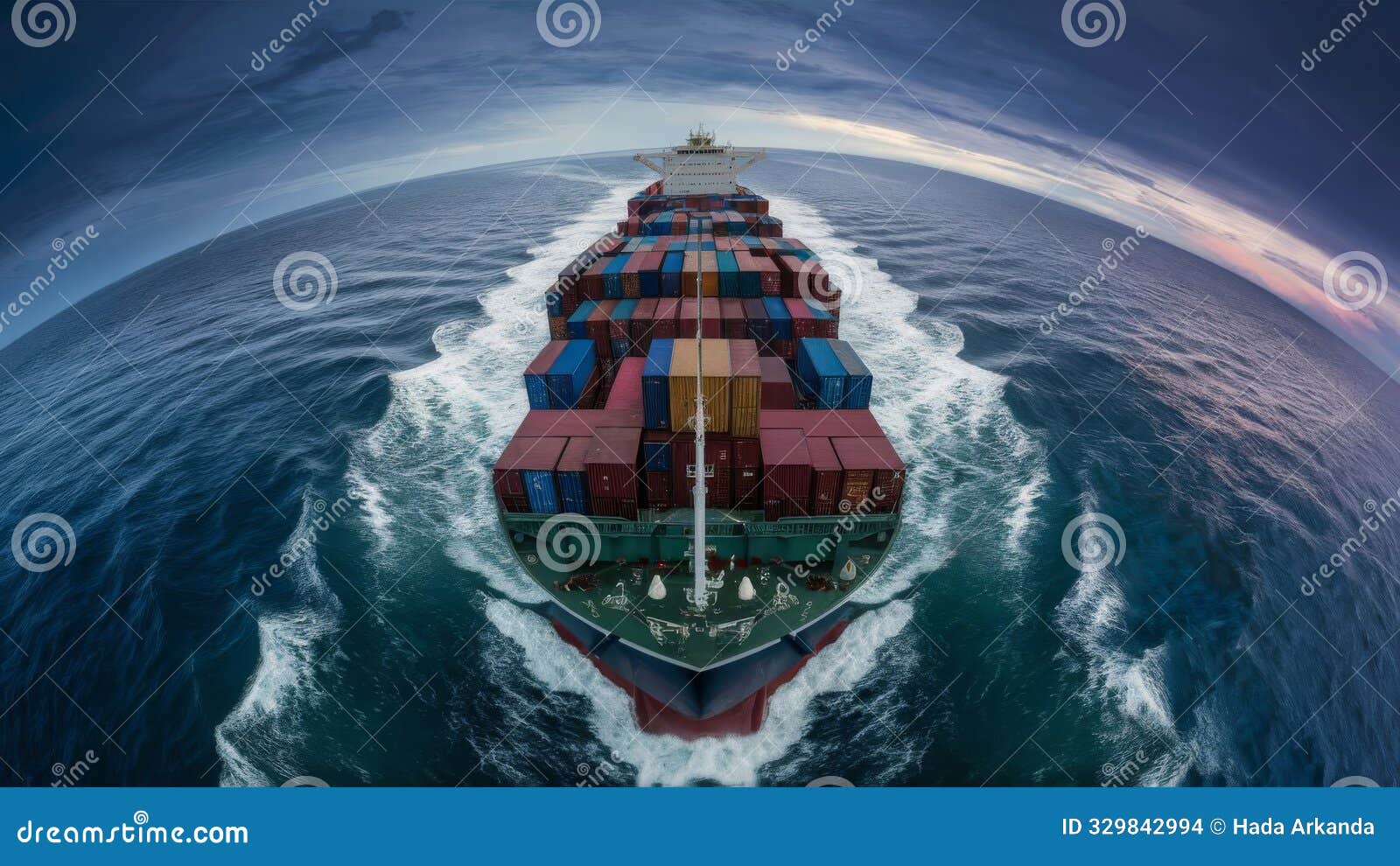 Massive Cargo Ship Loaded with Containers Moving through the Ocean ...