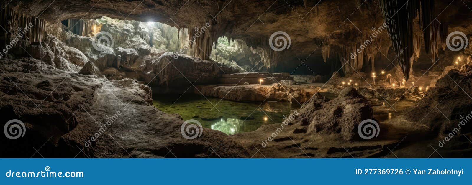 A Massive Cave System with Underground Rivers Panoramic Background ...