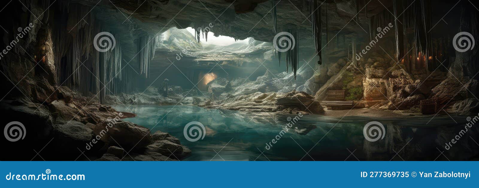 A Massive Cave System with Underground Rivers Panoramic Background ...
