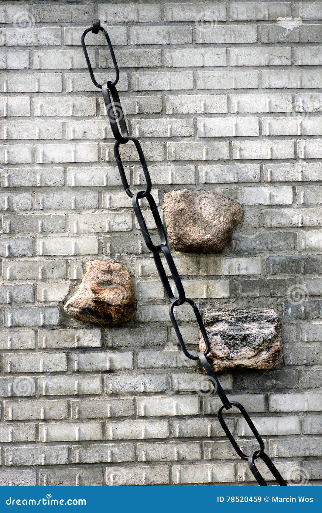 Massive Chain Against Brick Wall. Stock Image - Image of chrome, lock ...