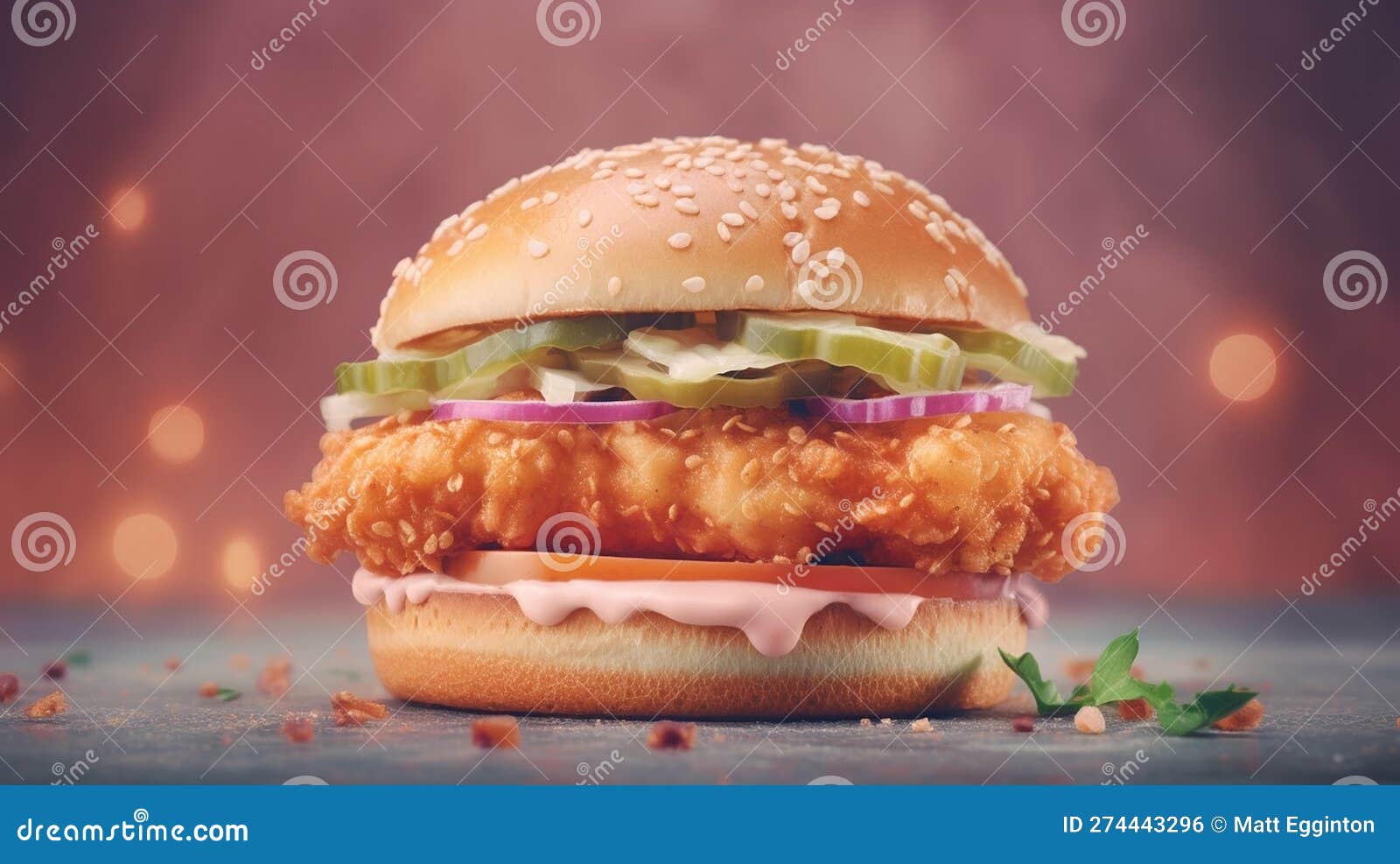 Massive chicken burger stock photo. Image of cuisine - 274443296
