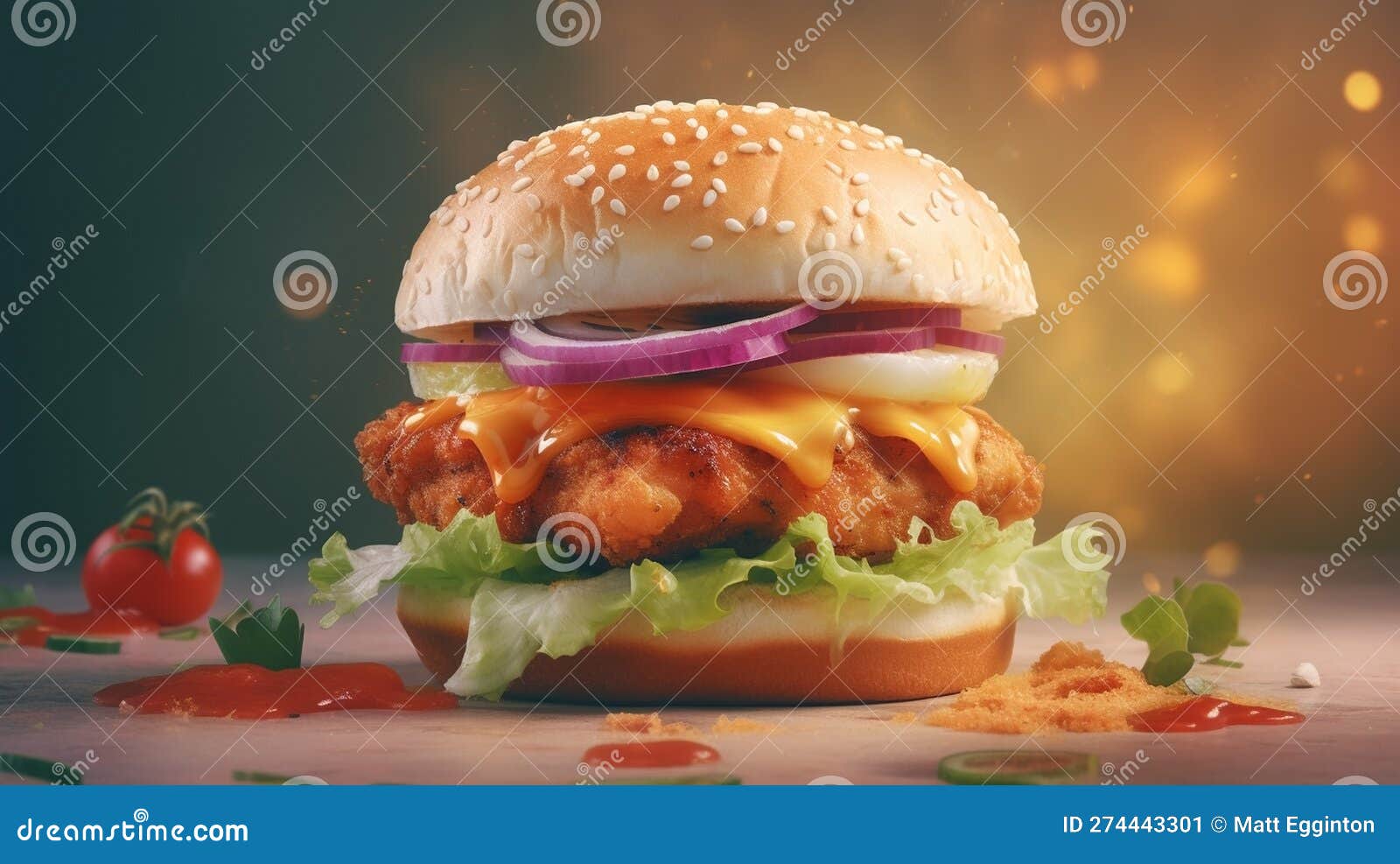 Massive chicken burger stock image. Image of sandwich - 274443301