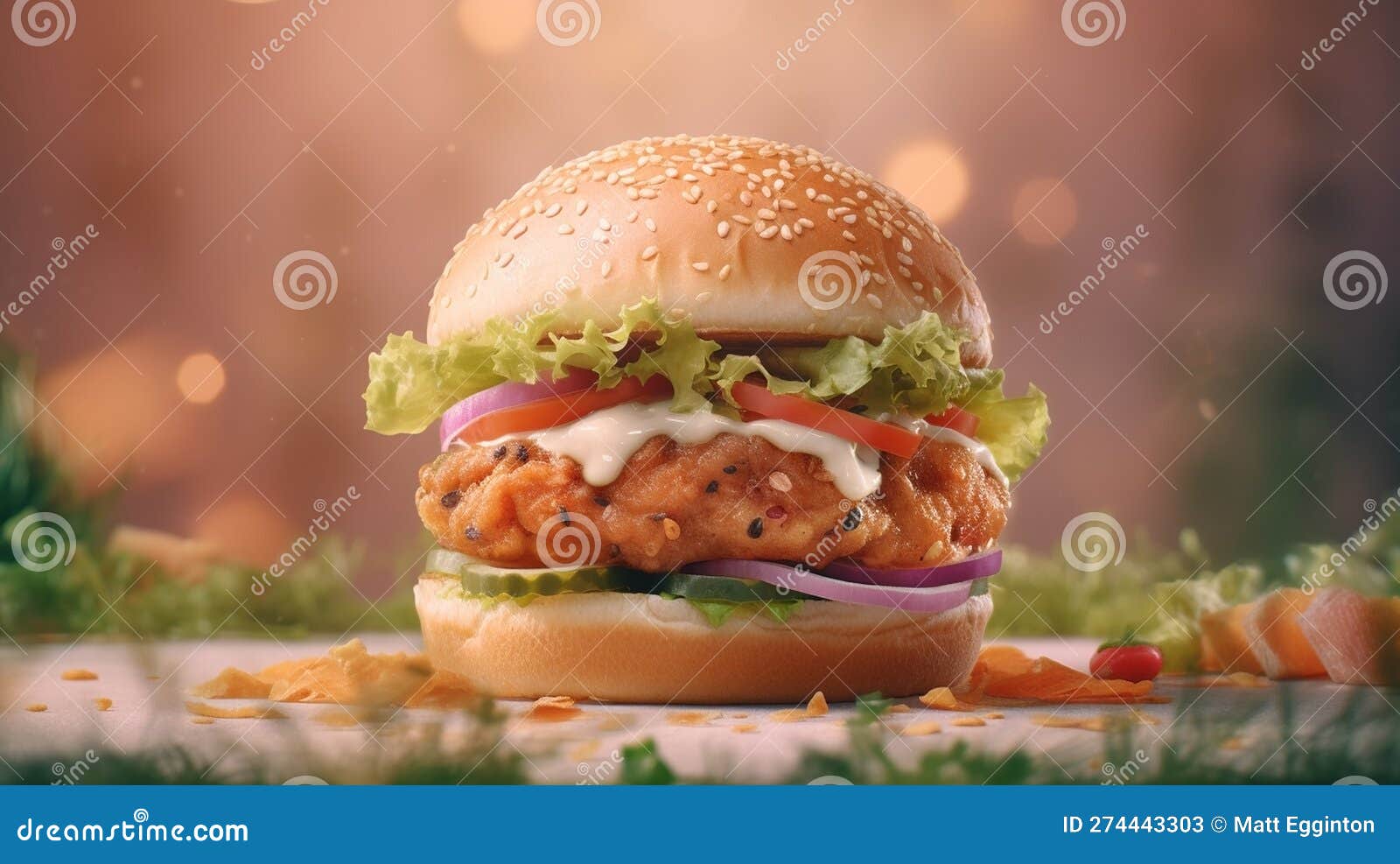 Massive chicken burger stock image. Image of sandwich - 274443303