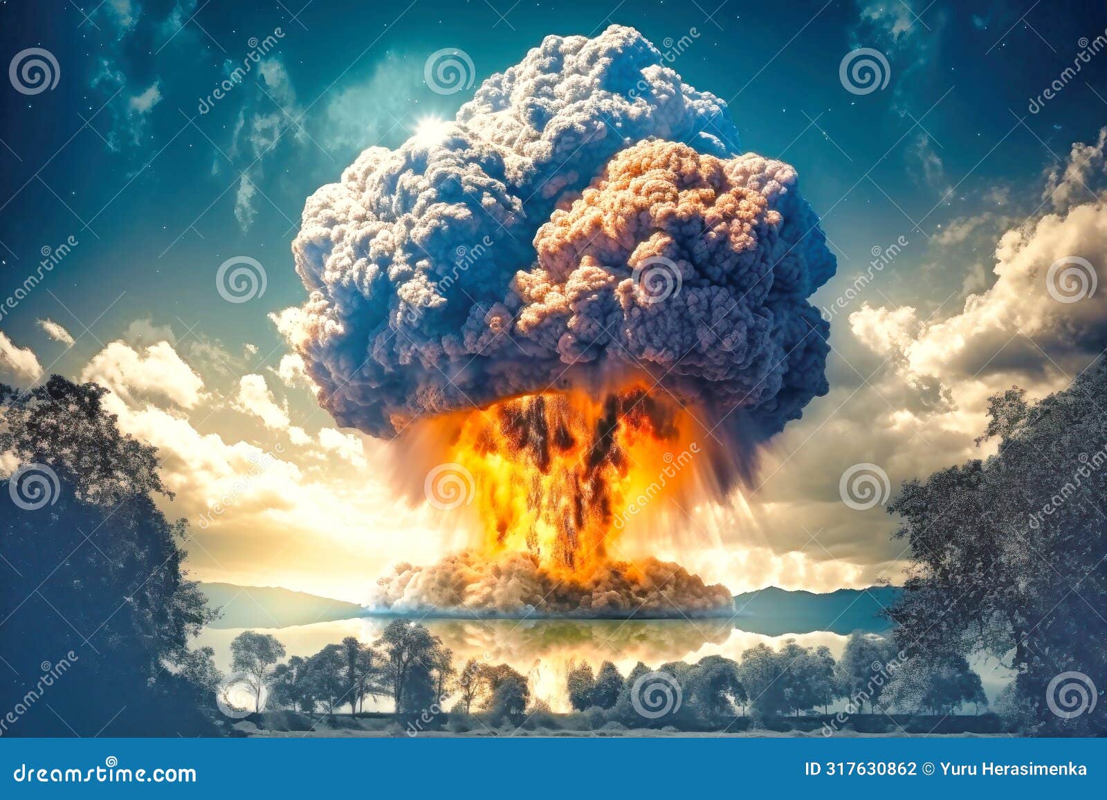 A Massive Cloud Of Smoke Billows Upwards From The Ground, Thick And ...