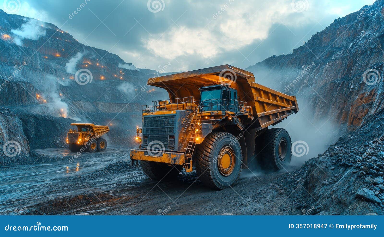Massive Coal Dump Truck Operating in Open-pit Mining Environment during ...