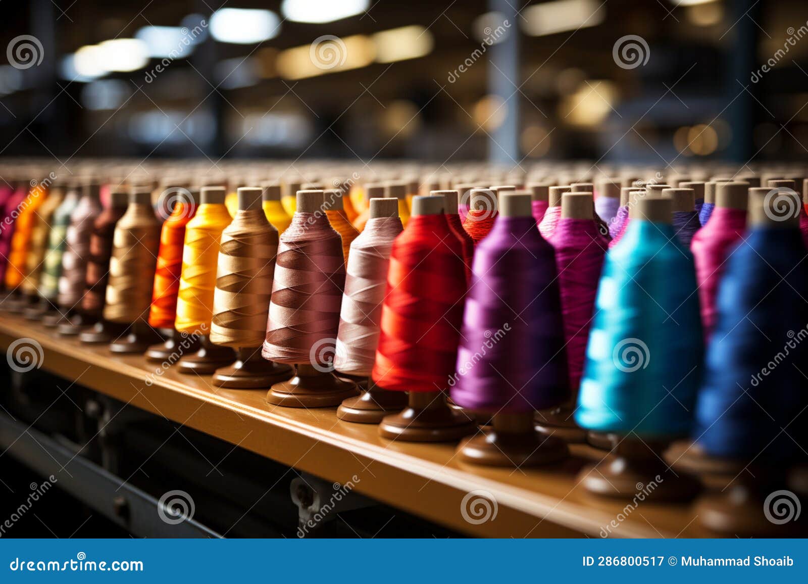 Massive Collection of Bobbin Threads Arranged on Warping Machine in ...